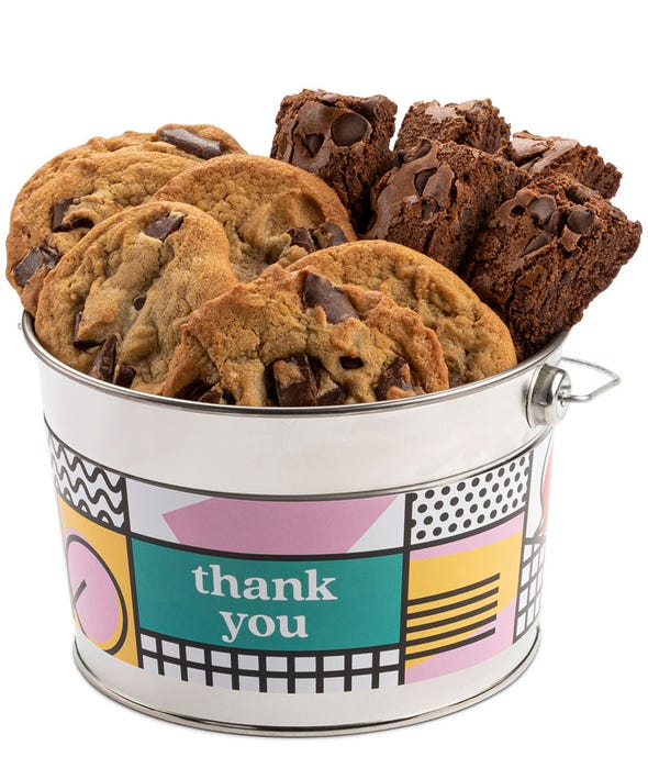 Thank You Cookie & Brownie Gift Bucket at From You Flowers