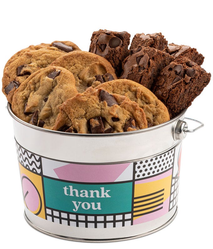 Thank You Cookie & Brownie Gift Bucket at From You Flowers
