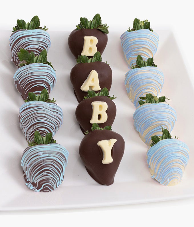 1 Dozen Baby Boy Belgian Chocolate Covered Strawberries at From You Flowers