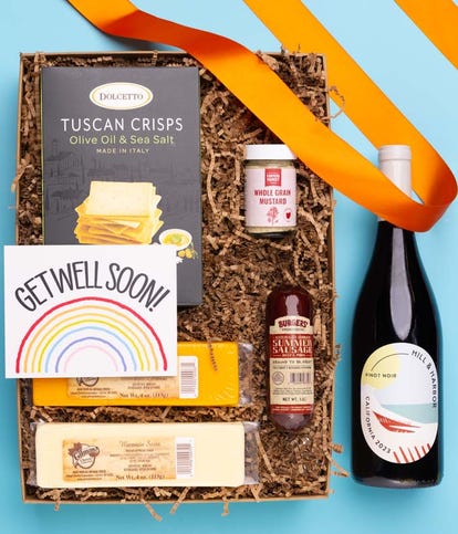 Get Well Soon Charcuterie & Red Wine Gift Box - Deluxe at From You Flowers