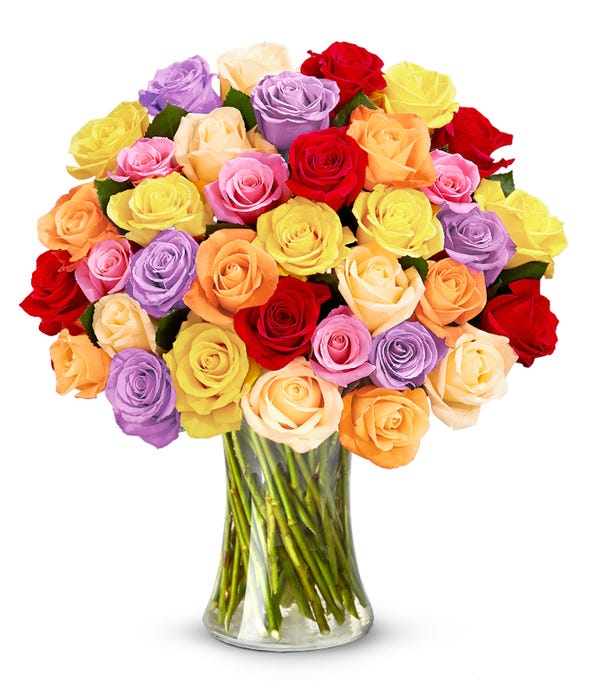 Three Dozen Rainbow Roses at From You Flowers