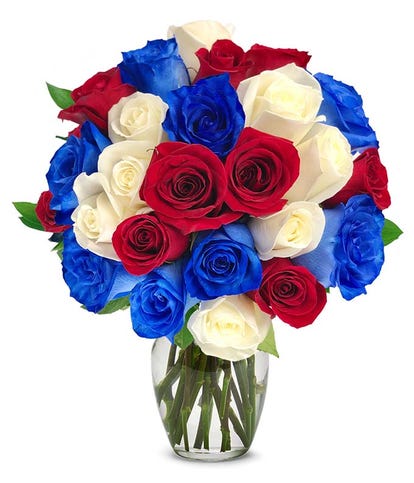 Two Dozen Red White & Blue Roses at From You Flowers