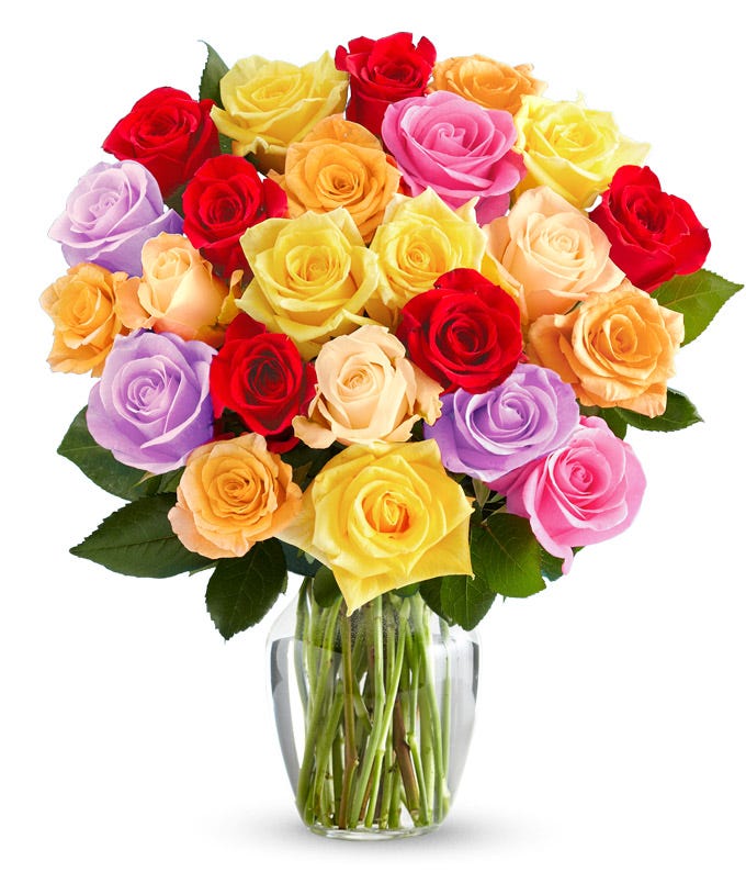 Two Dozen Rainbow Roses at From You Flowers