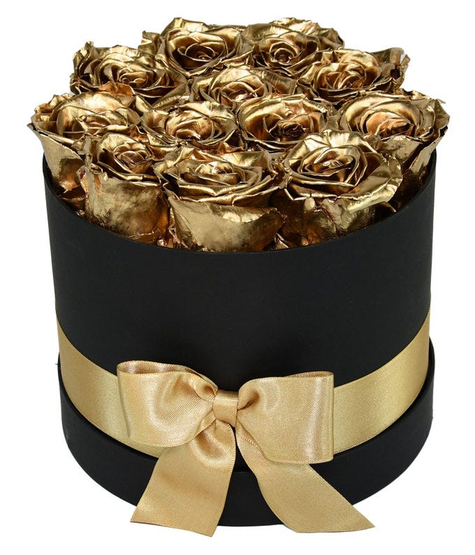 Luxury Dozen Gold Preserved Roses at From You Flowers