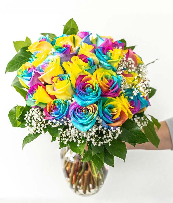 Two Dozen Wild Rainbow Roses at From You Flowers