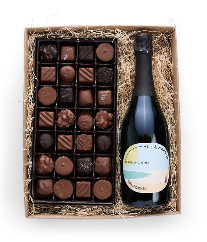 Sparkling Wine & Gourmet Chocolates Gift Box at From You Flowers