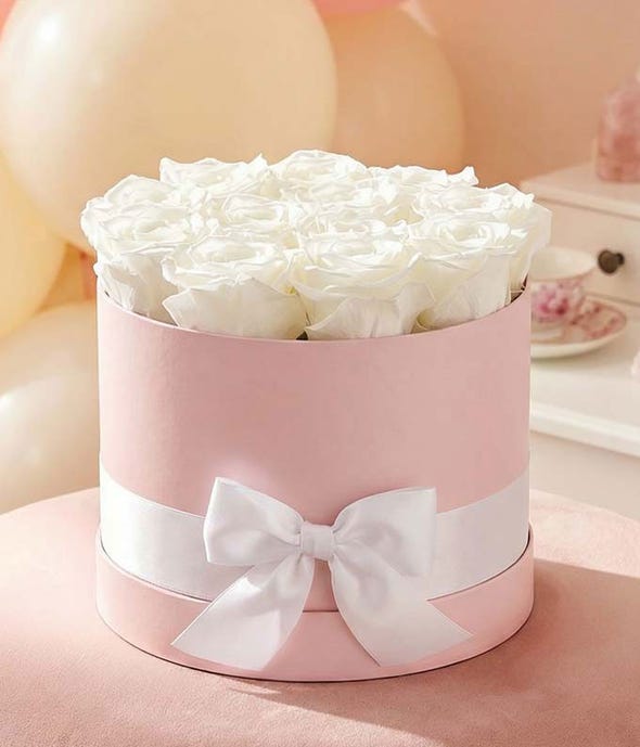 Luxury Dozen Preserved White Roses at From You Flowers