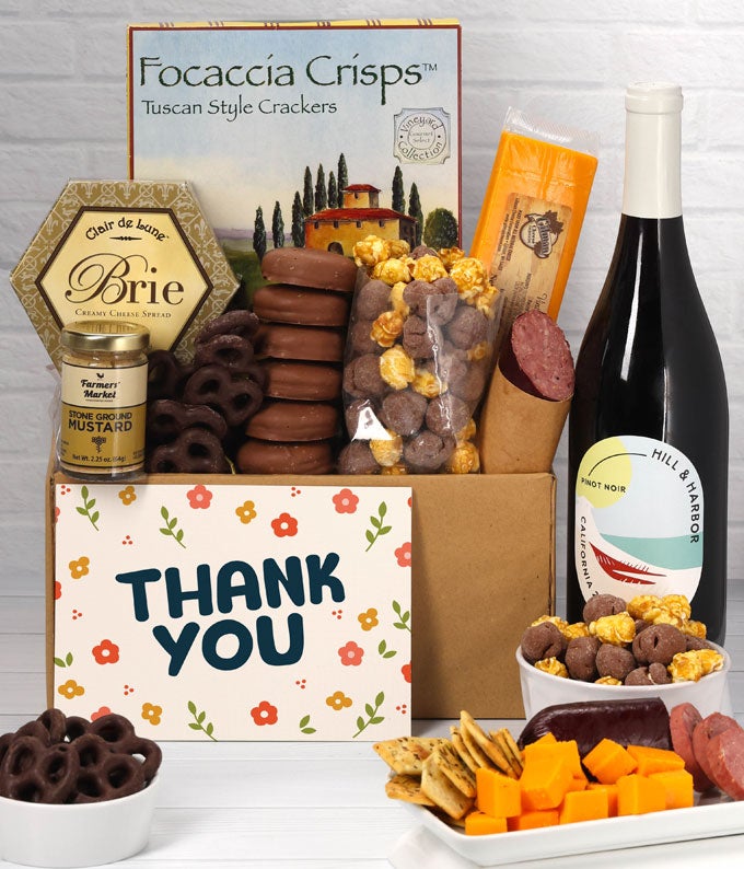 Thank You! Sweet & Savory Gourmet Gift Box with California Red Wine at ...