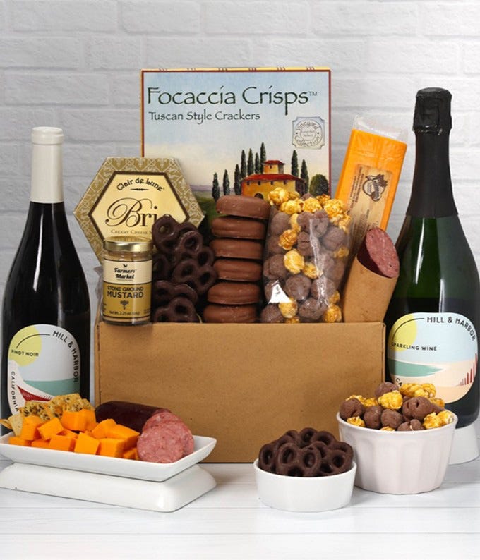 Sweet & Savory Gourmet Gift Box with California Red & Sparkling Wine at ...